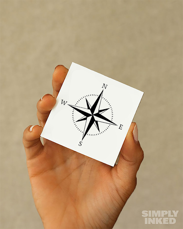 Mini Compass Tattoo - Semi Permanent - Simply Inked